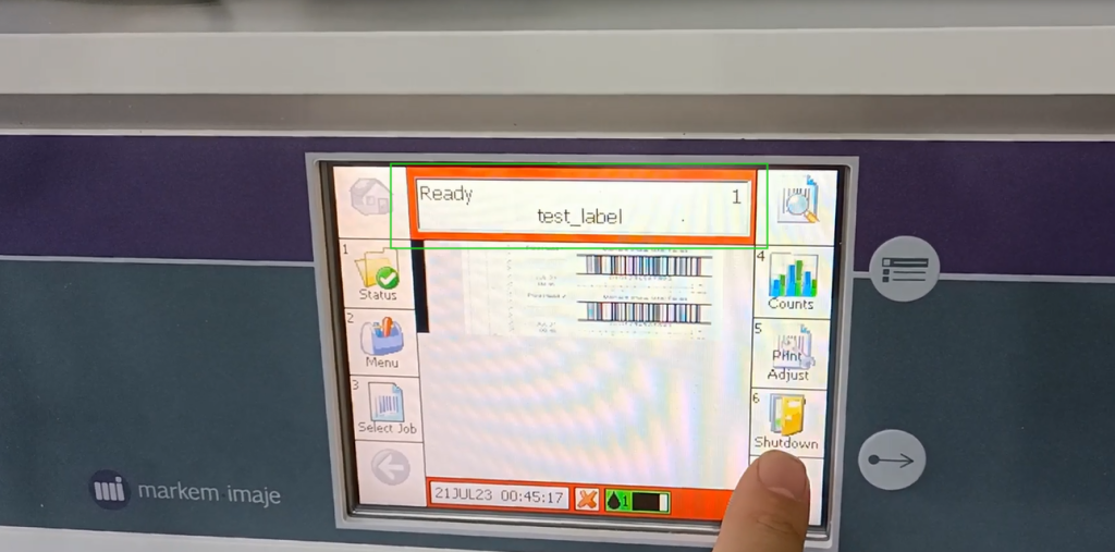 Explanation of Starting and Stopping the Markem imaje 5800 Machine ...