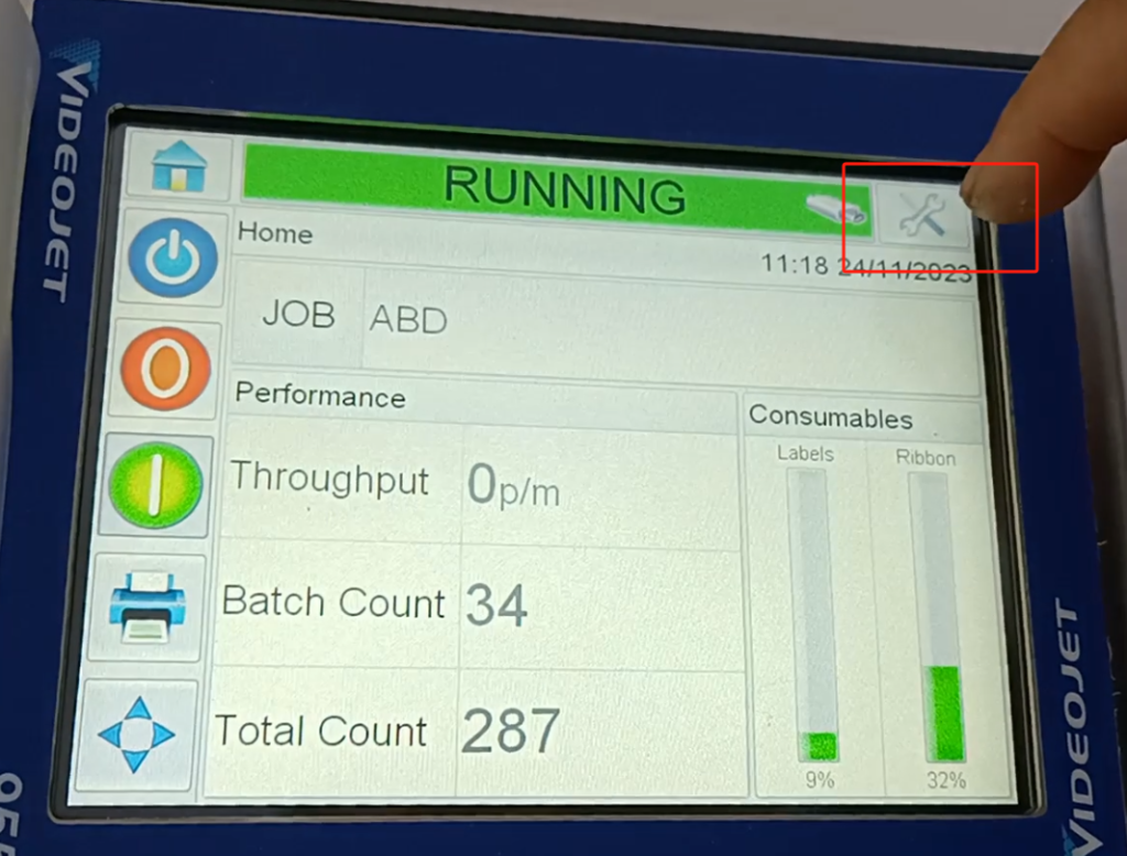 Editing and insertion of Videojet 9550 labeling machine information ...