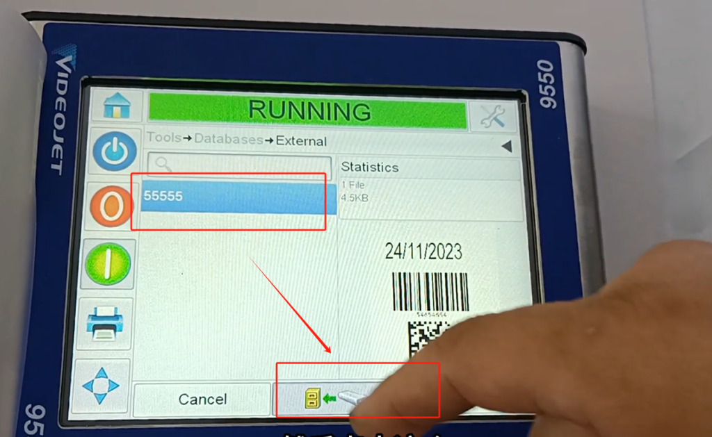 Editing and insertion of Videojet 9550 labeling machine information ...