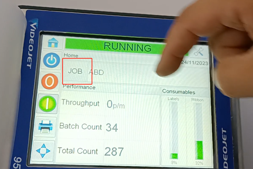 Editing and insertion of Videojet 9550 labeling machine information ...