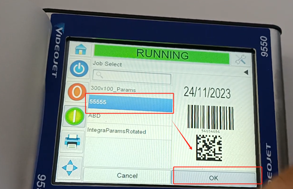 Editing and insertion of Videojet 9550 labeling machine information ...